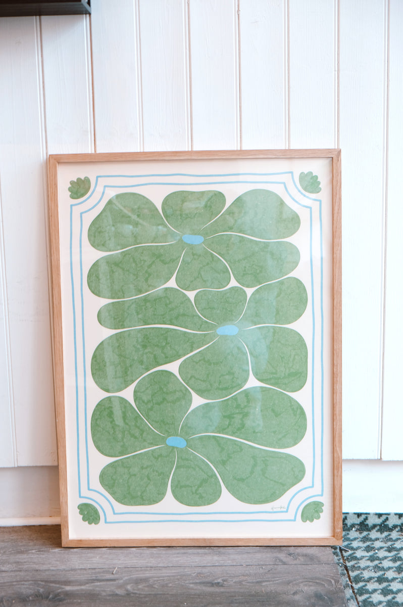 Nostalgic Retro 70s Green Flower Print 50cm x 70cm – Ajouter