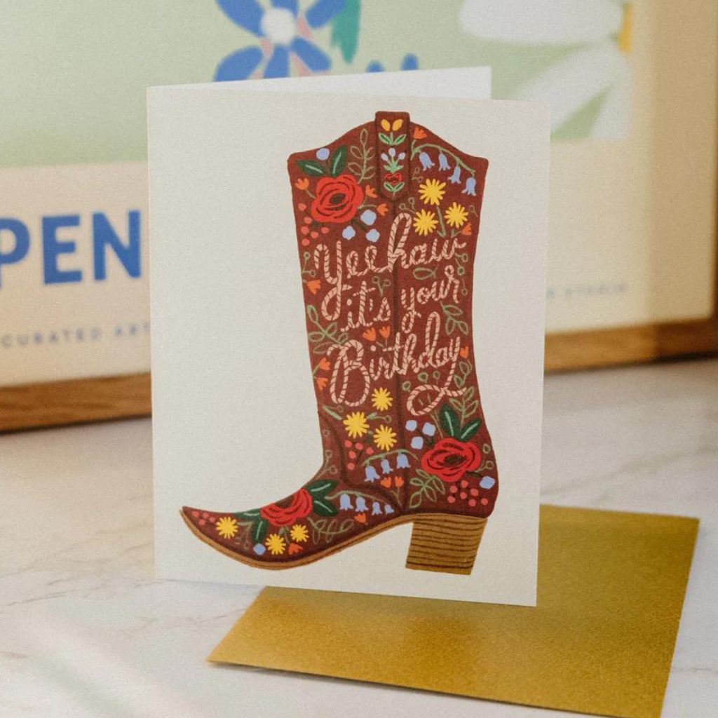 Cowboy Boot Flower Birthday Card – Ajouter